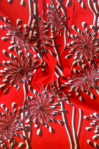 Viskose - Wiggle Flowers Red/Black | Budgetstoffe.de